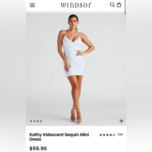 Windsor | Dresses | Windsor Sequin White Mini Dress Xs | Poshmark